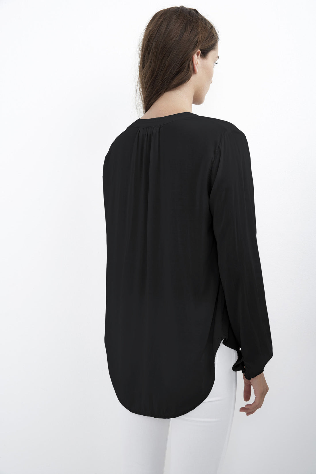 Velvet By Graham And Spencer Rosie Half Placket Challis Blouse In Black